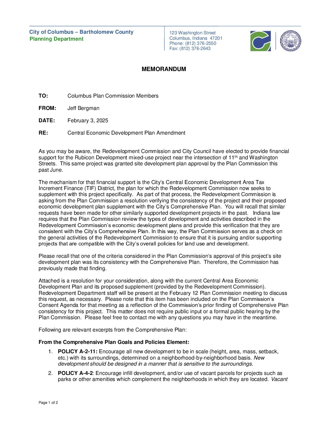 RDC Request for 2.12.25 General Resolution 2025-02 – Planning Department