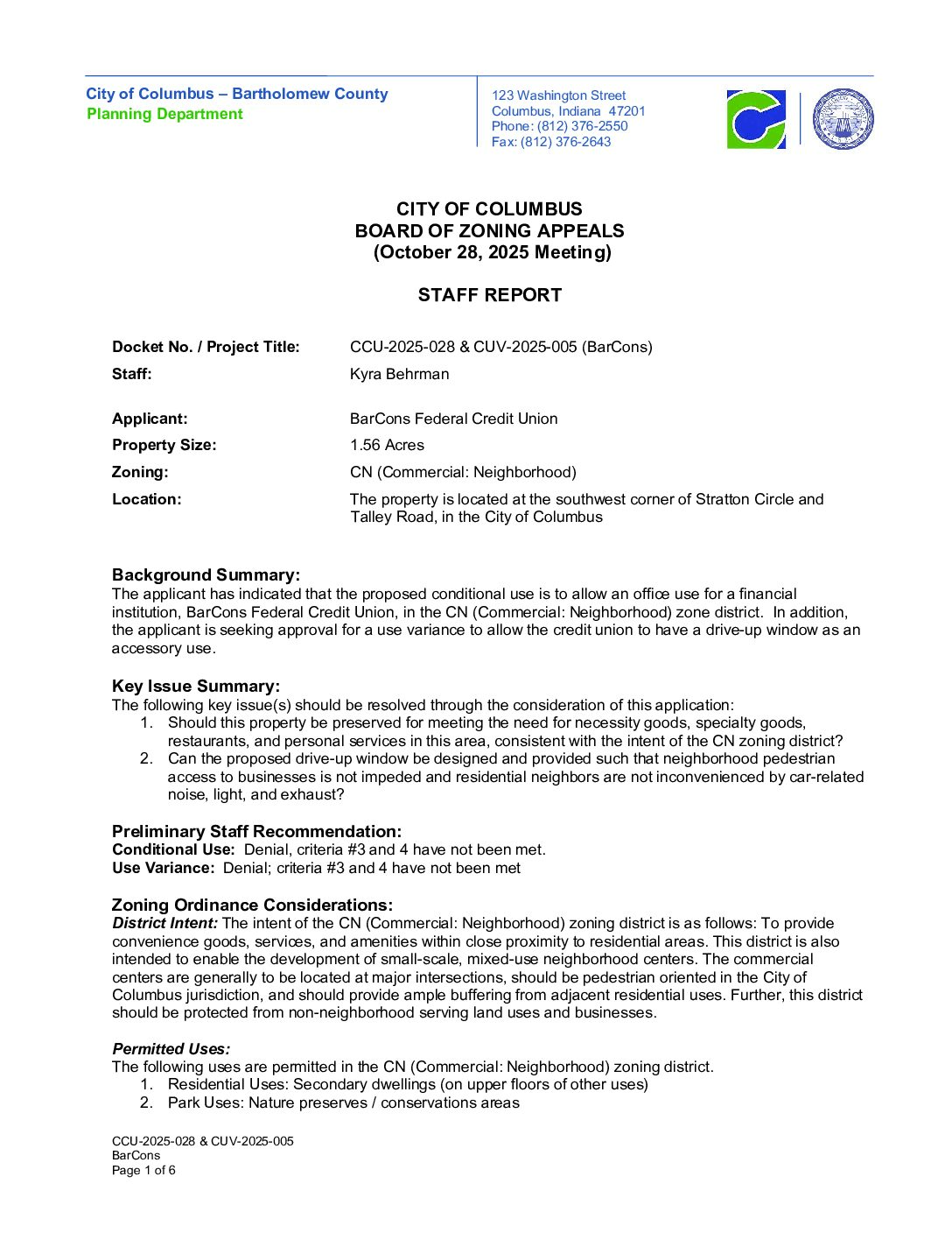 CCU-2025-028 & CUV-2025-005: BarCons – Planning Department