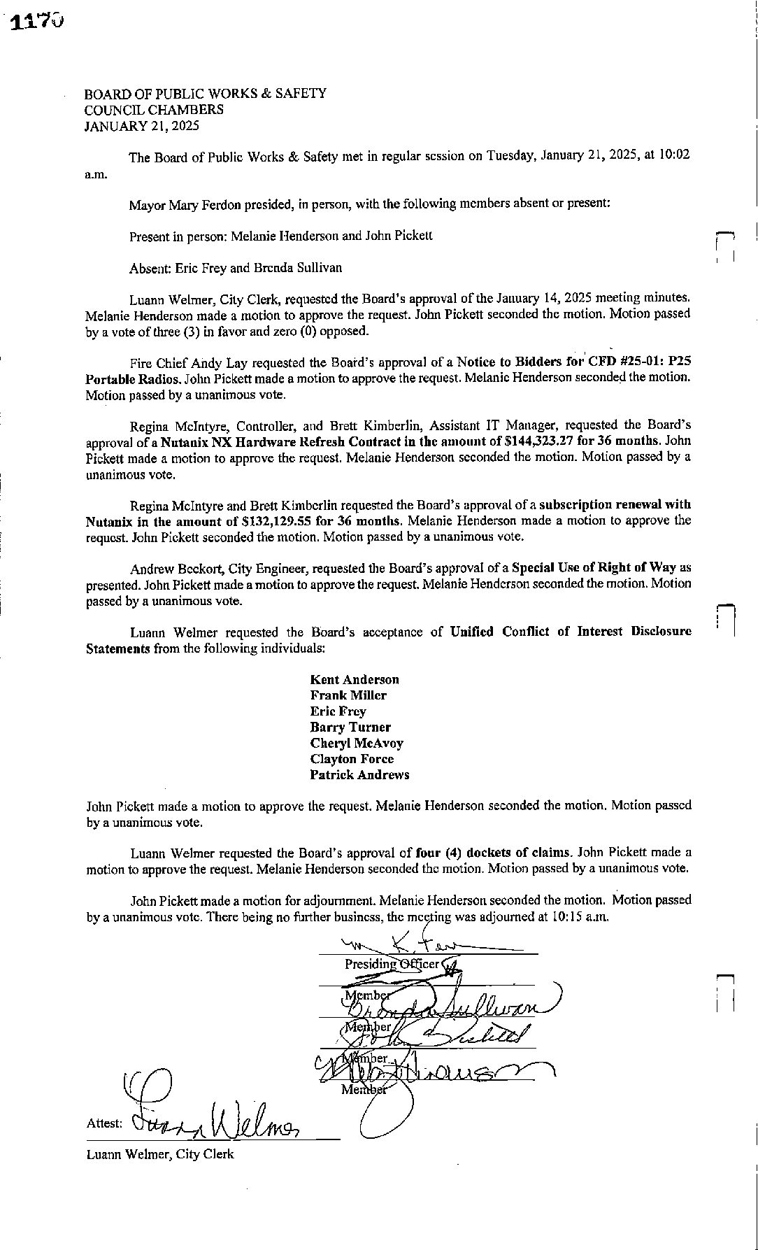 Board of Public Works-01/21/2025 – City of Columbus, Indiana